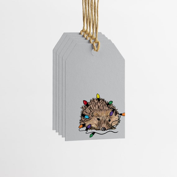 Hedgehog Gift Tags Cute Messy Hedgehog Christmas Gift Tags | Zazzle