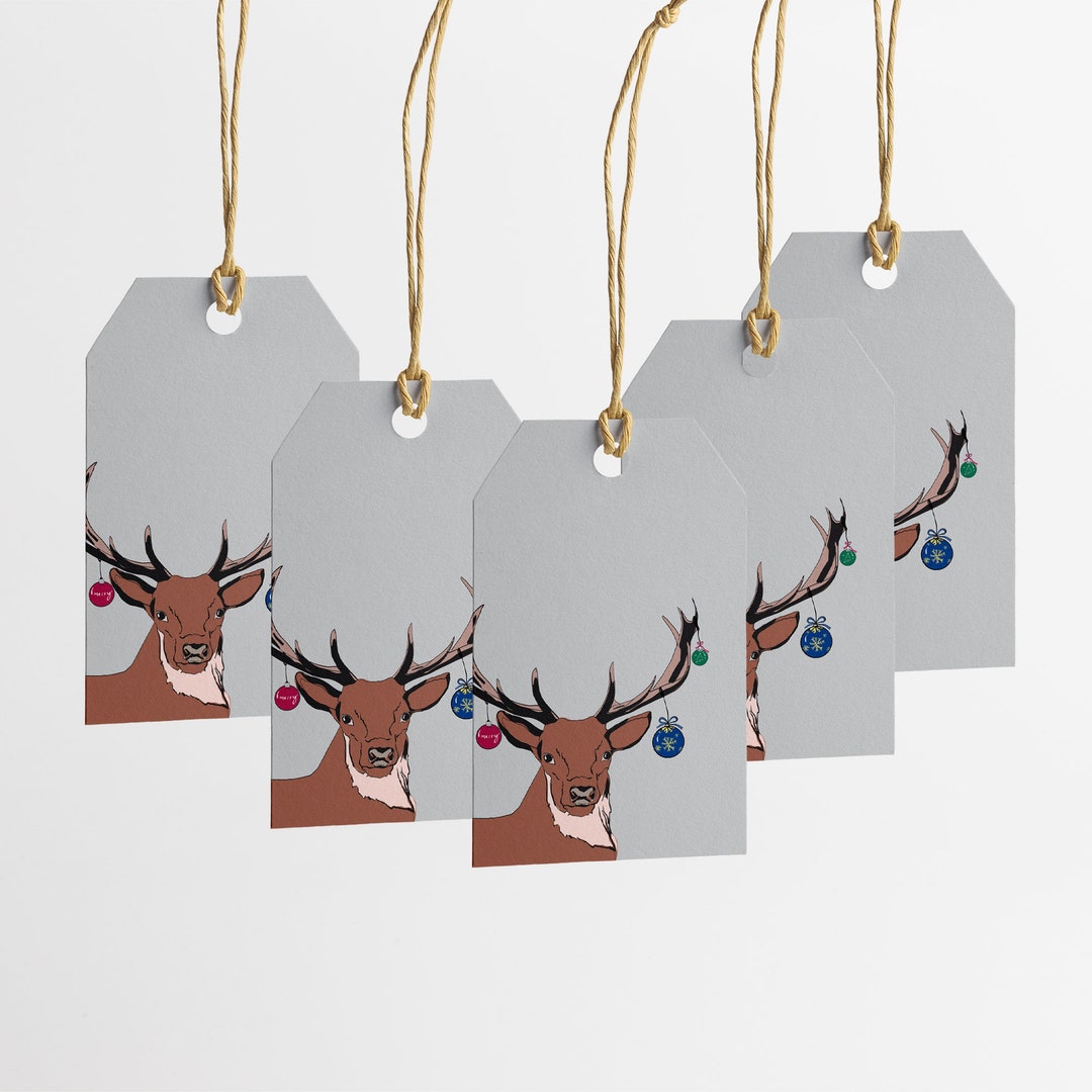 Festive Stag Christmas Gift Tag (pack of 5) - Etsy UK