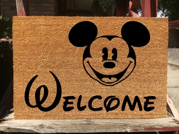 Mickey Mouse Smiling Disney Welcome Door Mat Fun Personalized | Etsy