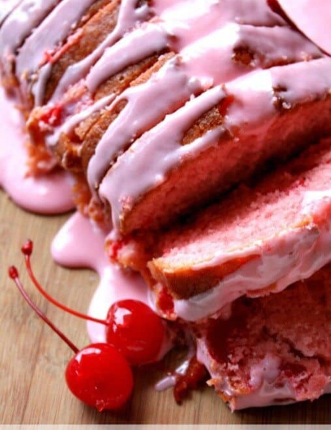 Baked Fresh Cherry Loaf Bread With Cherry Icing. Baked Fresh, Bread ...