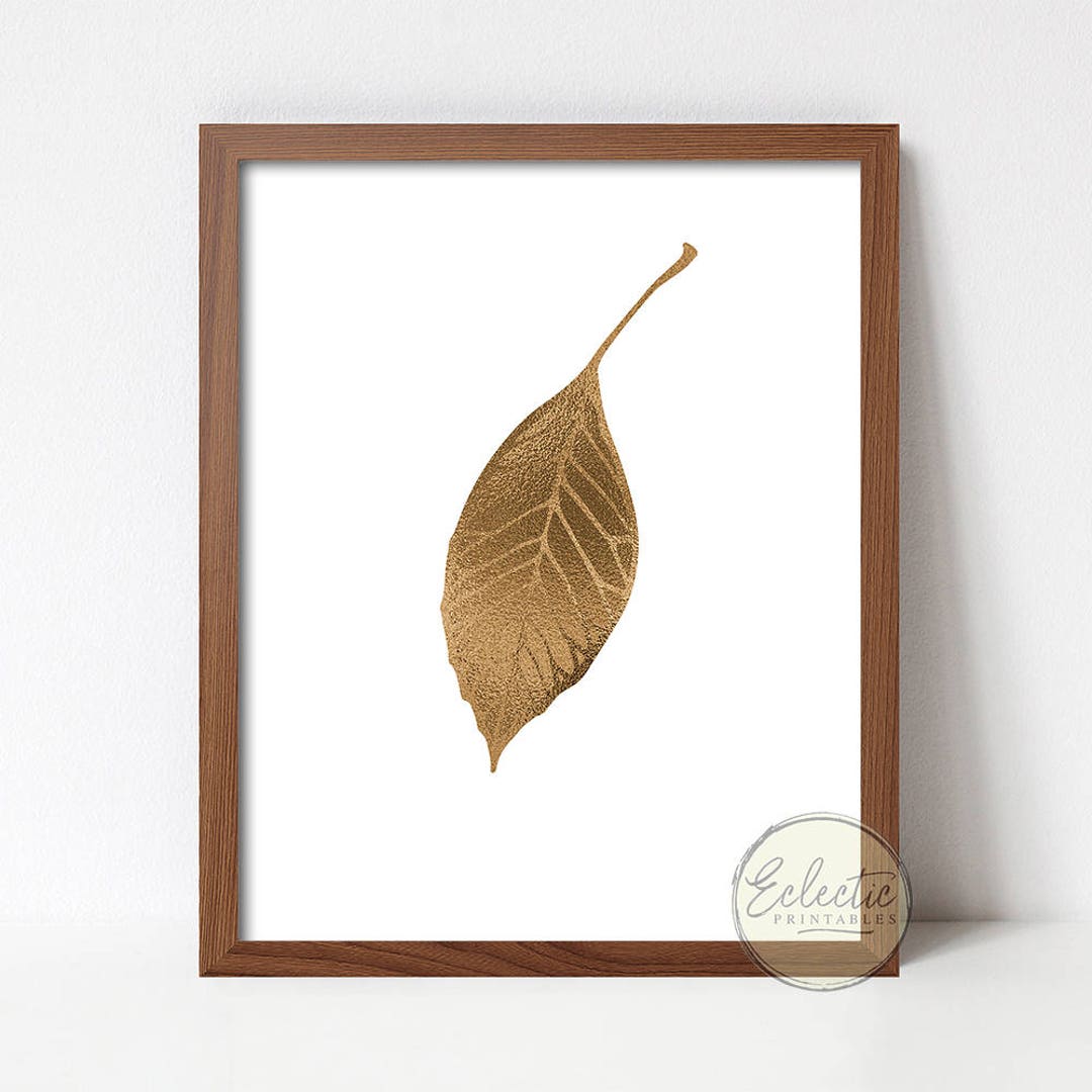 Bronze Leaf Print Printable Leaf Wall Art Fall Autumn Wall - Etsy