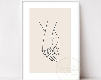 Holding Hands Line Art | Etsy