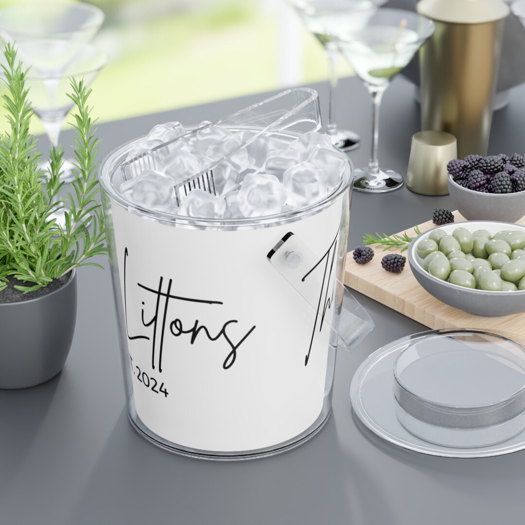 Ice Bucket With Tongs, Custom Ice Bucket, Name Ice Bucket, Newlywed Ice ...
