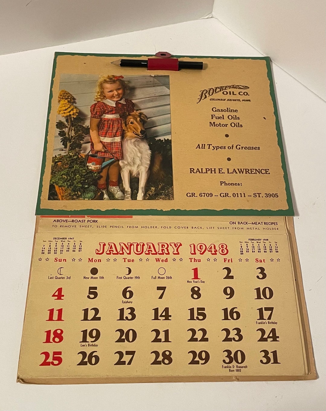 Rocket Oil Co 1948 Calendar - Etsy