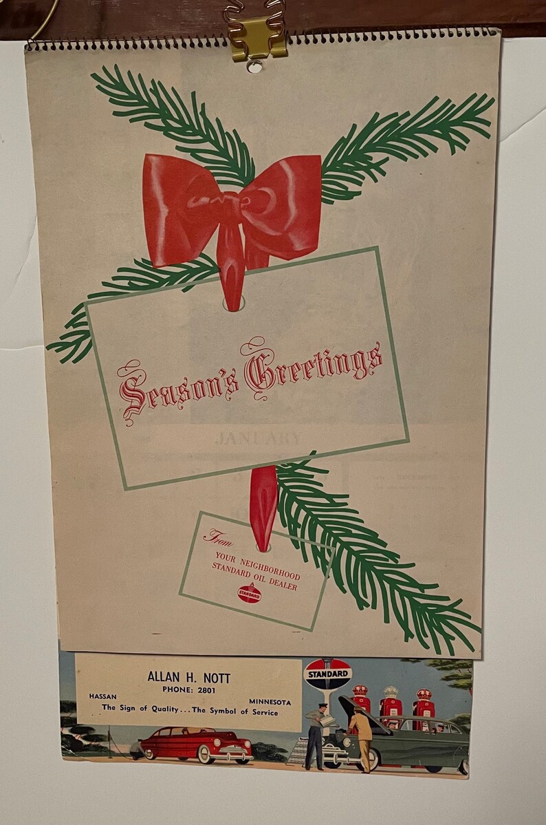 Standard 1952 Calendar - Etsy