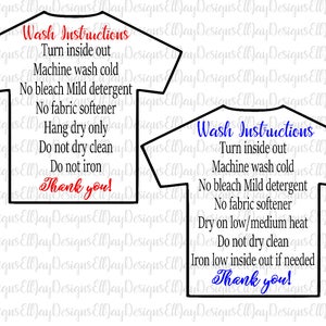 Shirt Wash Instructions Svg, HTV Shirt Care Card, Care Card Svg, Shirt ...