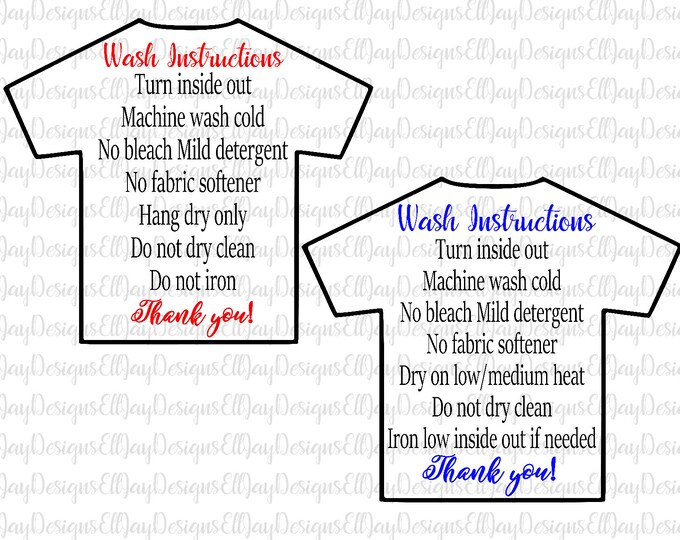 Shirt Wash Instructions Svg, HTV Shirt Care Card, Care Card Svg, Shirt ...
