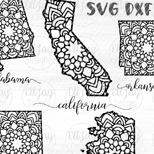 50 States SVG Bundle Mandala Zentangle SVG State Files - Etsy