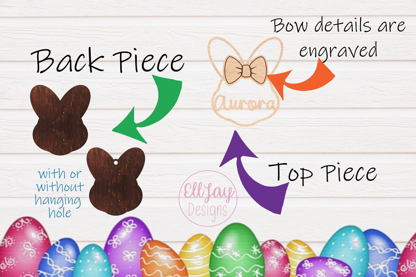 Easter Name Tag SVG for Glowforge, Silhouette, Cricut, Inkscape ...