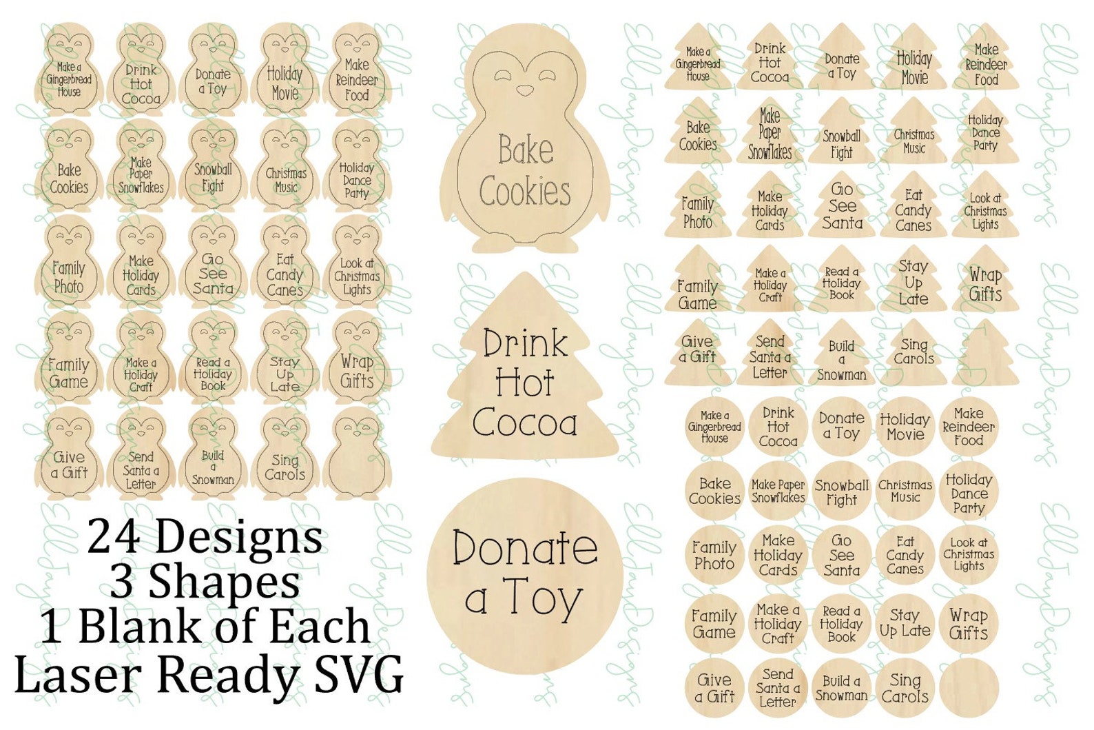 25 Christmas Token SVG Laser Cut File Glowforge Svg Wood - Etsy