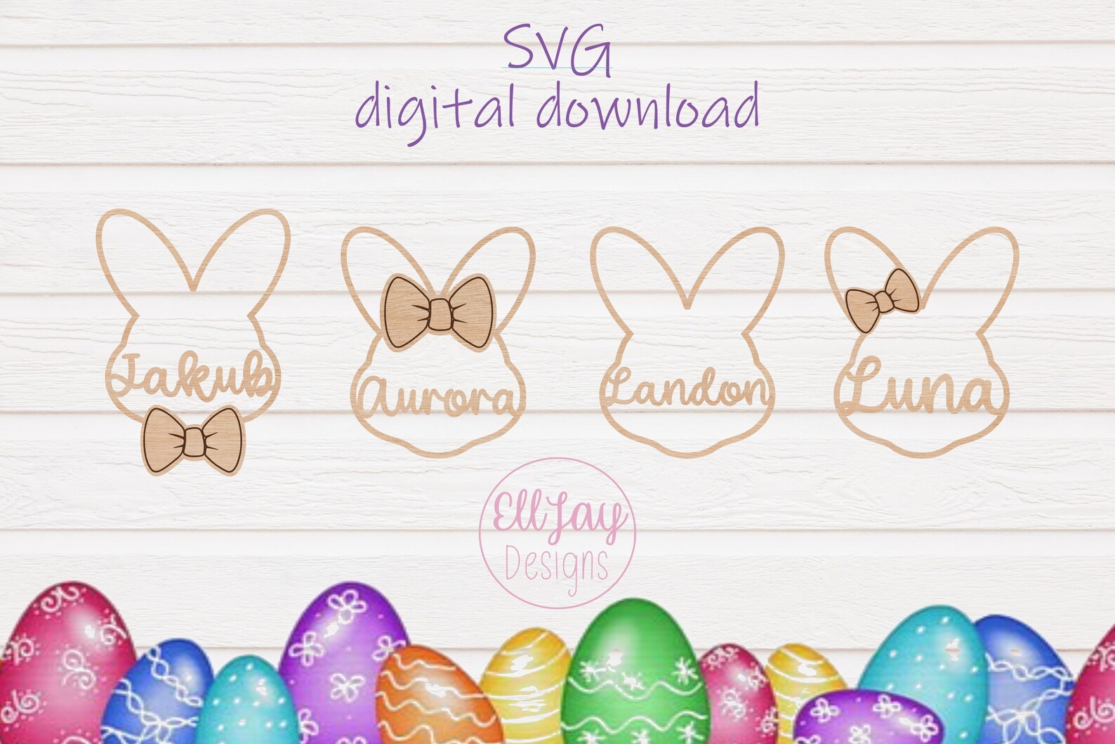 Easter Name Tag SVG for Glowforge Silhouette Cricut | Etsy