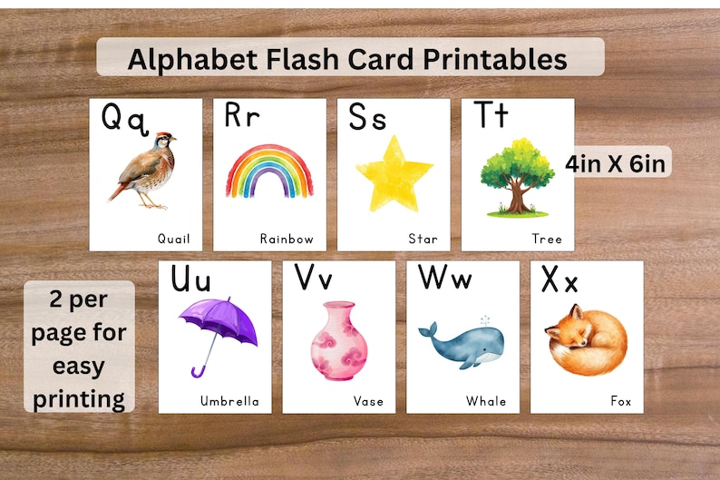 Alphabet Flashcards Printable, Watercolor ABC Flash Cards, Preschool ...
