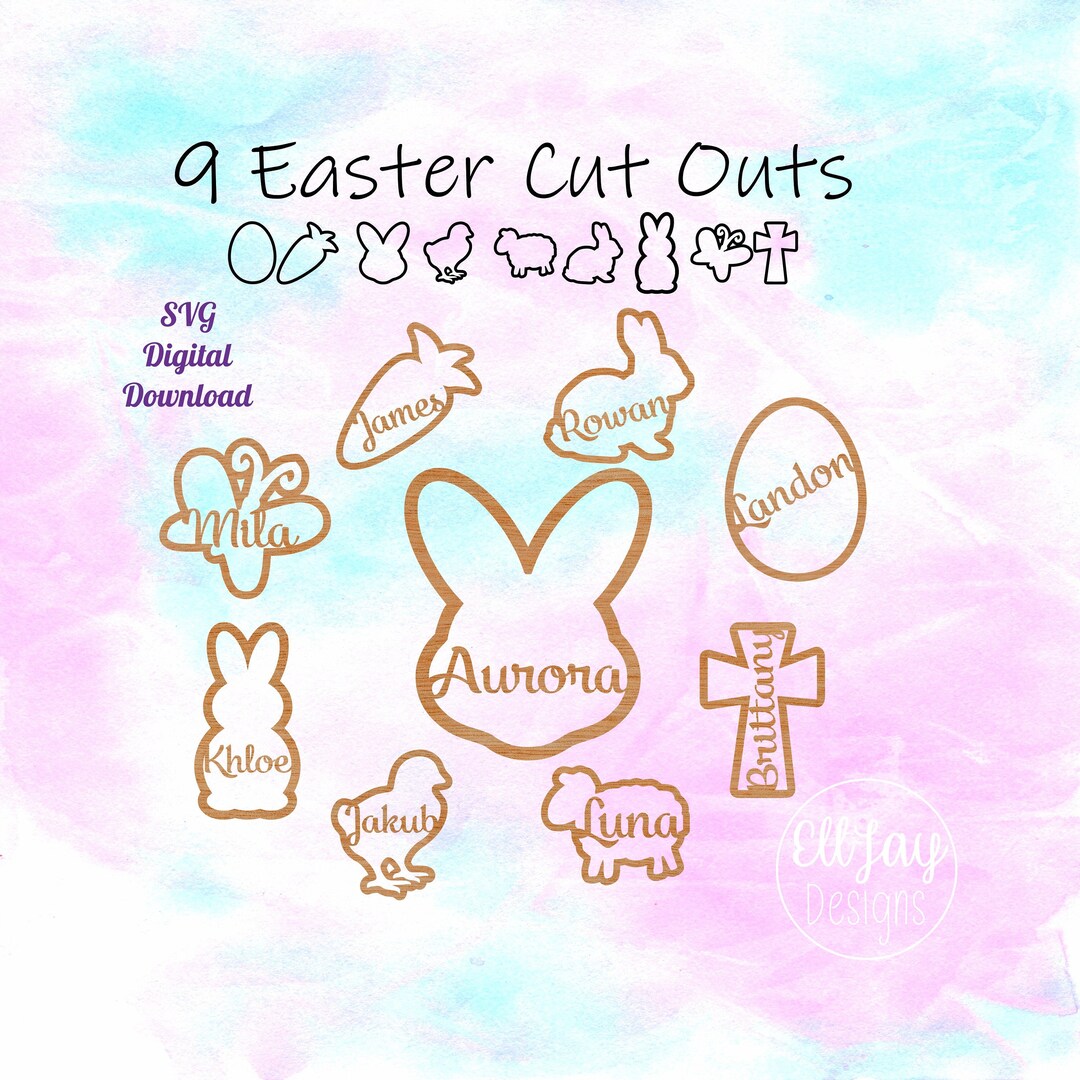 Easter Name Tag SVG for Glowforge, Silhouette, Cricut, Inkscape ...