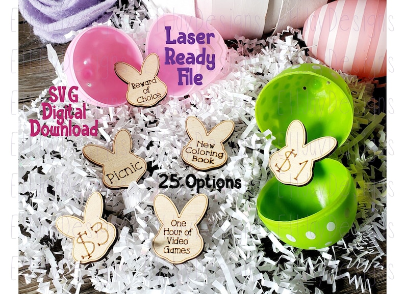 25 Redeemable Easter Token SVG Easter Egg Filler SVG Laser | Etsy