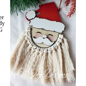 Macramé Santa Ornament SVG, Laser Ready File, Gift Tag, Stocking Name ...