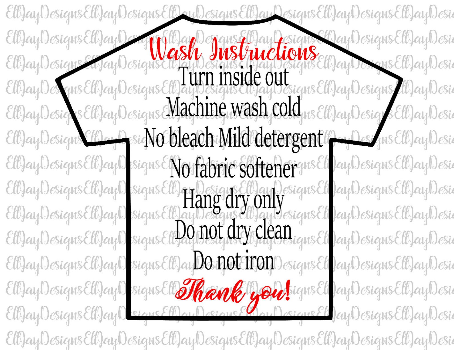 Shirt Wash Instructions Svg HTV Shirt Care Card Care Card - Etsy Canada