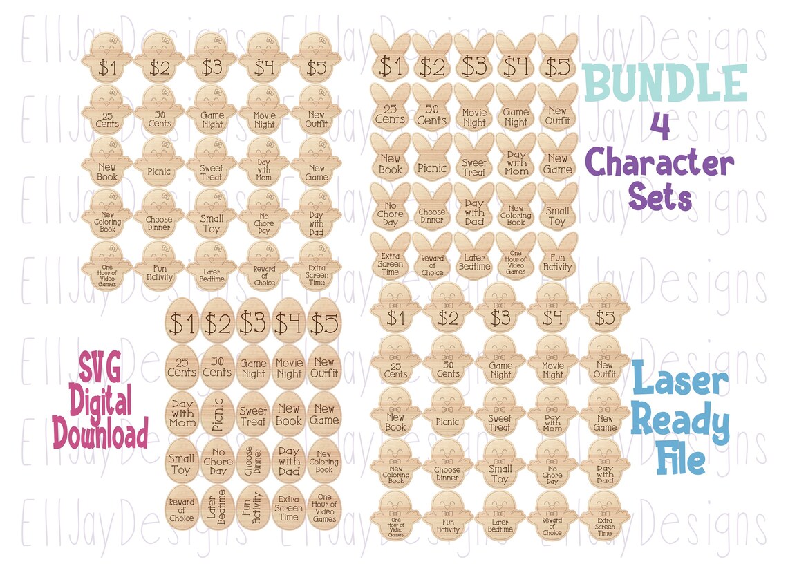 25 Redeemable Easter Token SVG Easter Egg Filler SVG Laser - Etsy