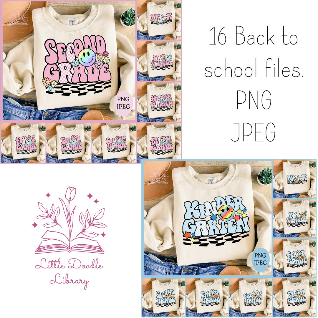Sublimation Retro Back to School Bundle, 70s, 90s, Kindergarten, First ...