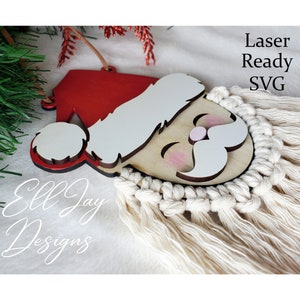 Macramé Santa Ornament SVG, Laser Ready File, Gift Tag, Stocking Name ...