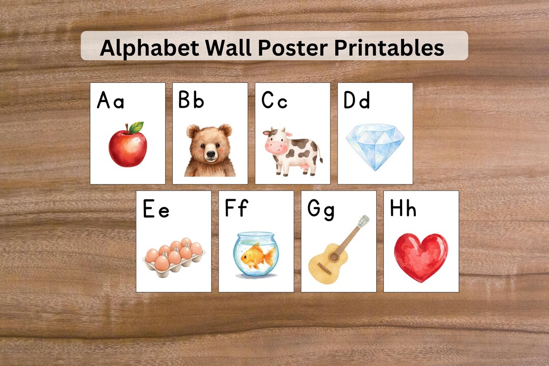 Watercolor Alphabet Poster, Nursery Classroom Decor (PDF Printables - Etsy