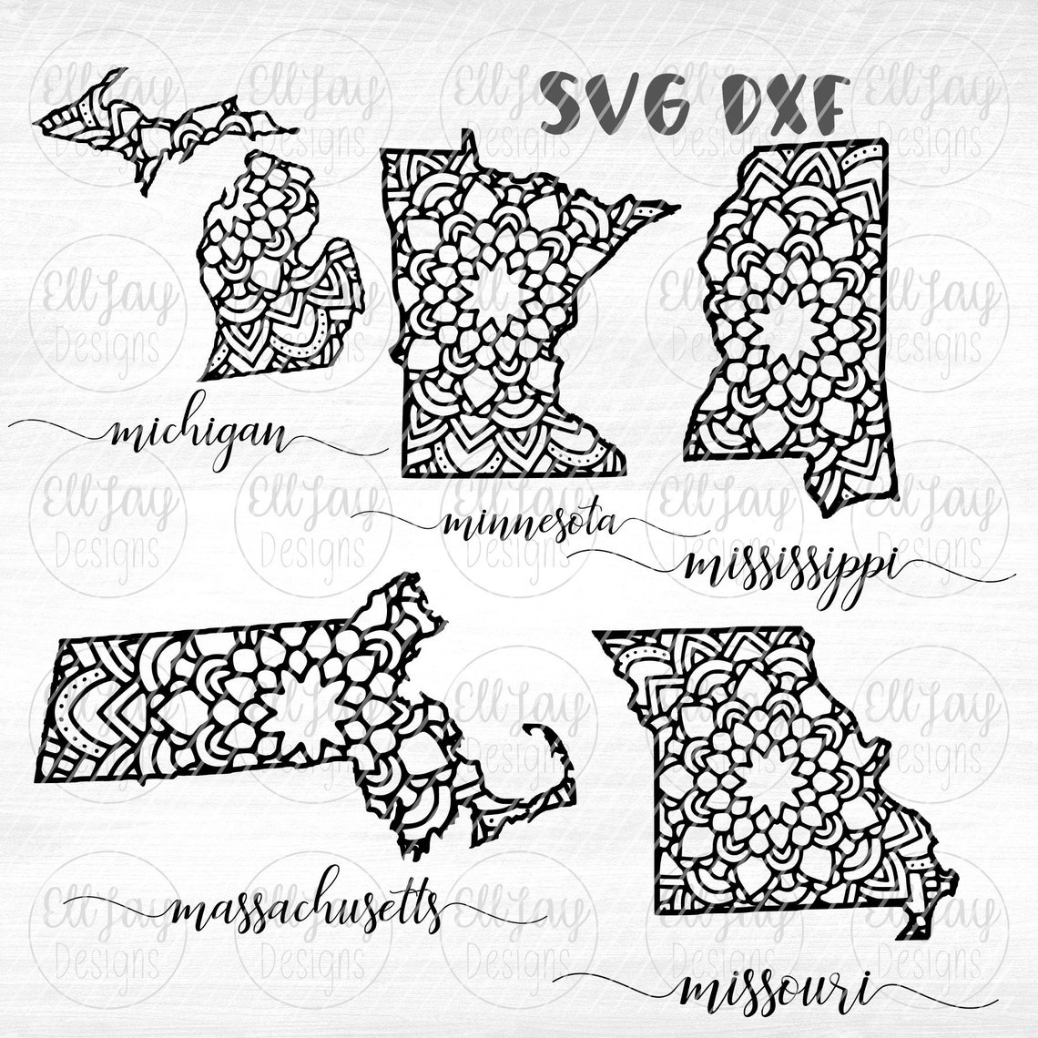 50 States SVG Mandala States Svg Svg Bundle 50 Designs - Etsy