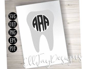 Tooth Dentist SVG DIY Tooth monogram Car Decal Shirt stickers