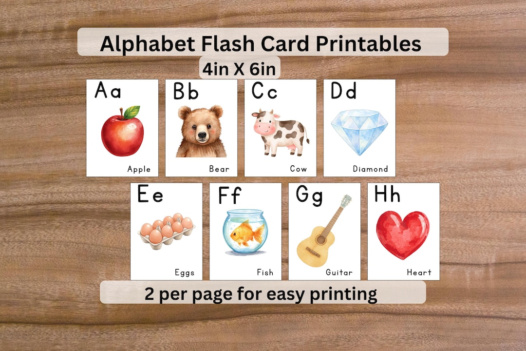 Alphabet Flashcards Printable, Watercolor ABC Flash Cards, Preschool ...