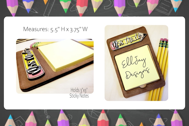 Teacher Sticky Note Pad Holder SVG Digital File 5 Designs - Etsy
