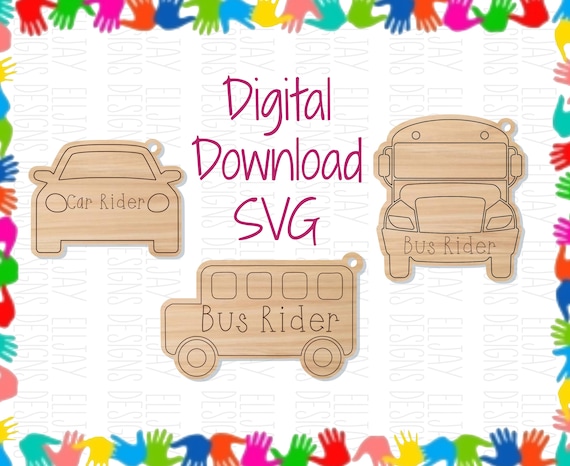 Bus Rider Tag Laser Svg File Car Rider Tag Laser Svg File - Etsy Australia