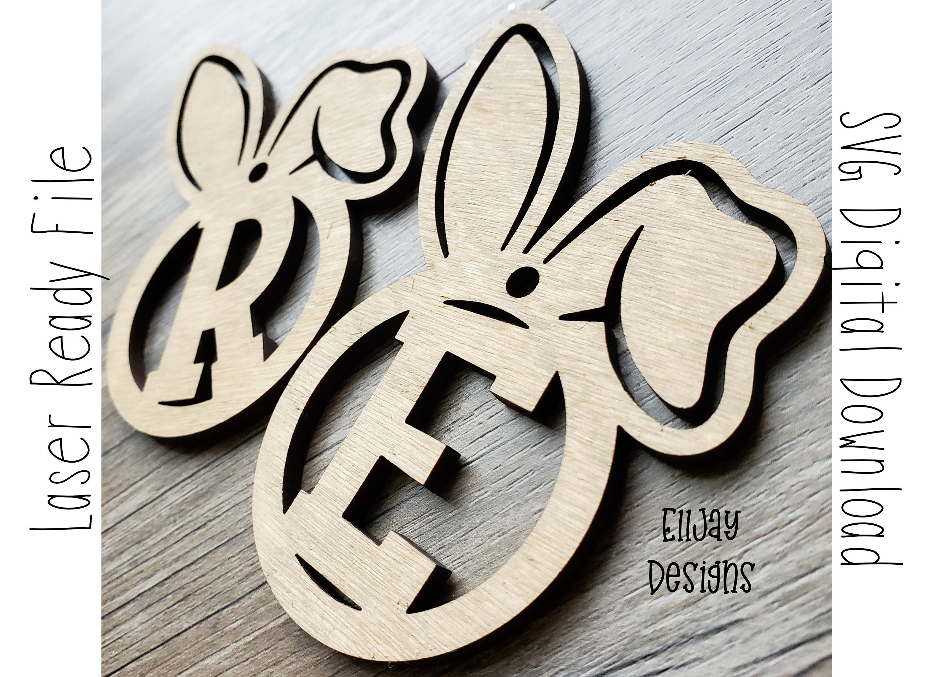 Easter Name Tag SVG for Glowforge Bunny Letter Svg | Etsy