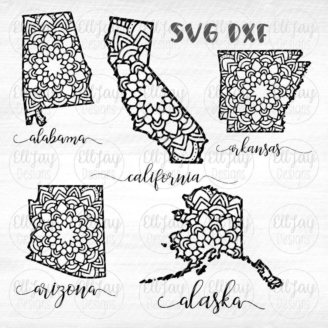 50 States SVG, Mandala States Svg, Svg Bundle, 50 Designs, Fancy State ...