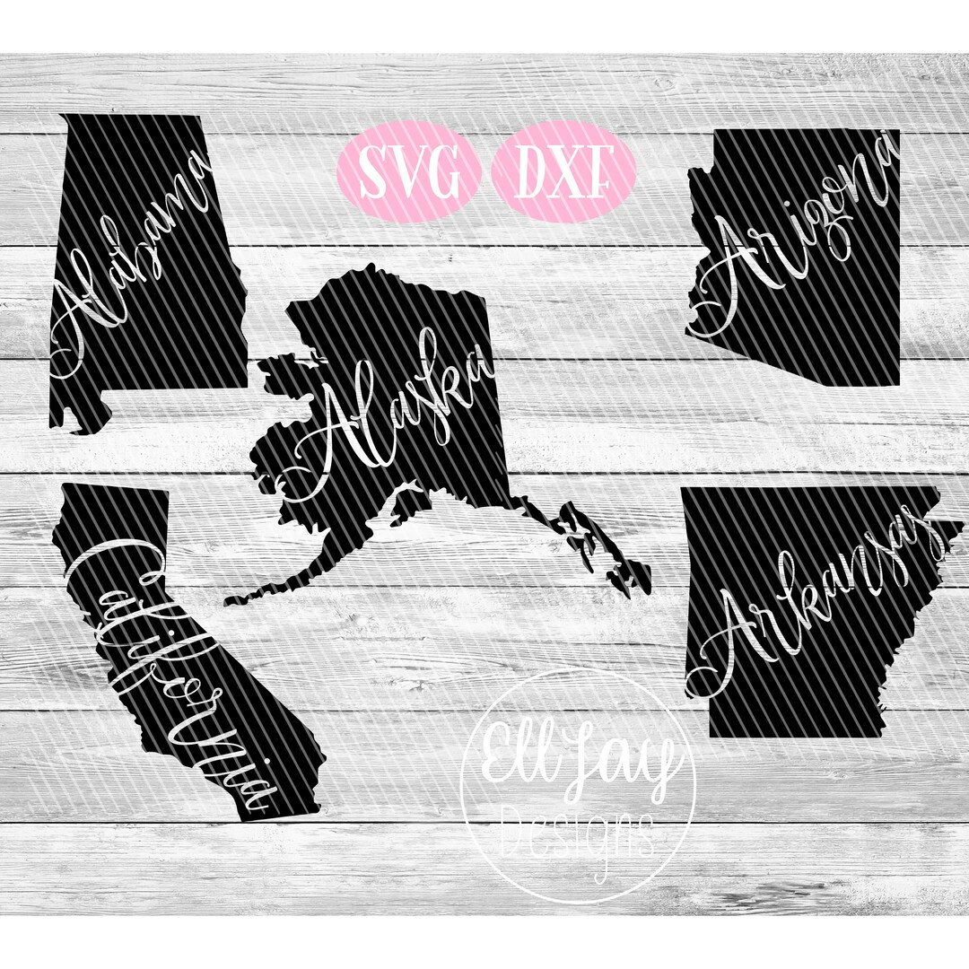 50 States SVG, Huge Svg Bundle, Svg Bundle, 100 Designs, Fancy State ...