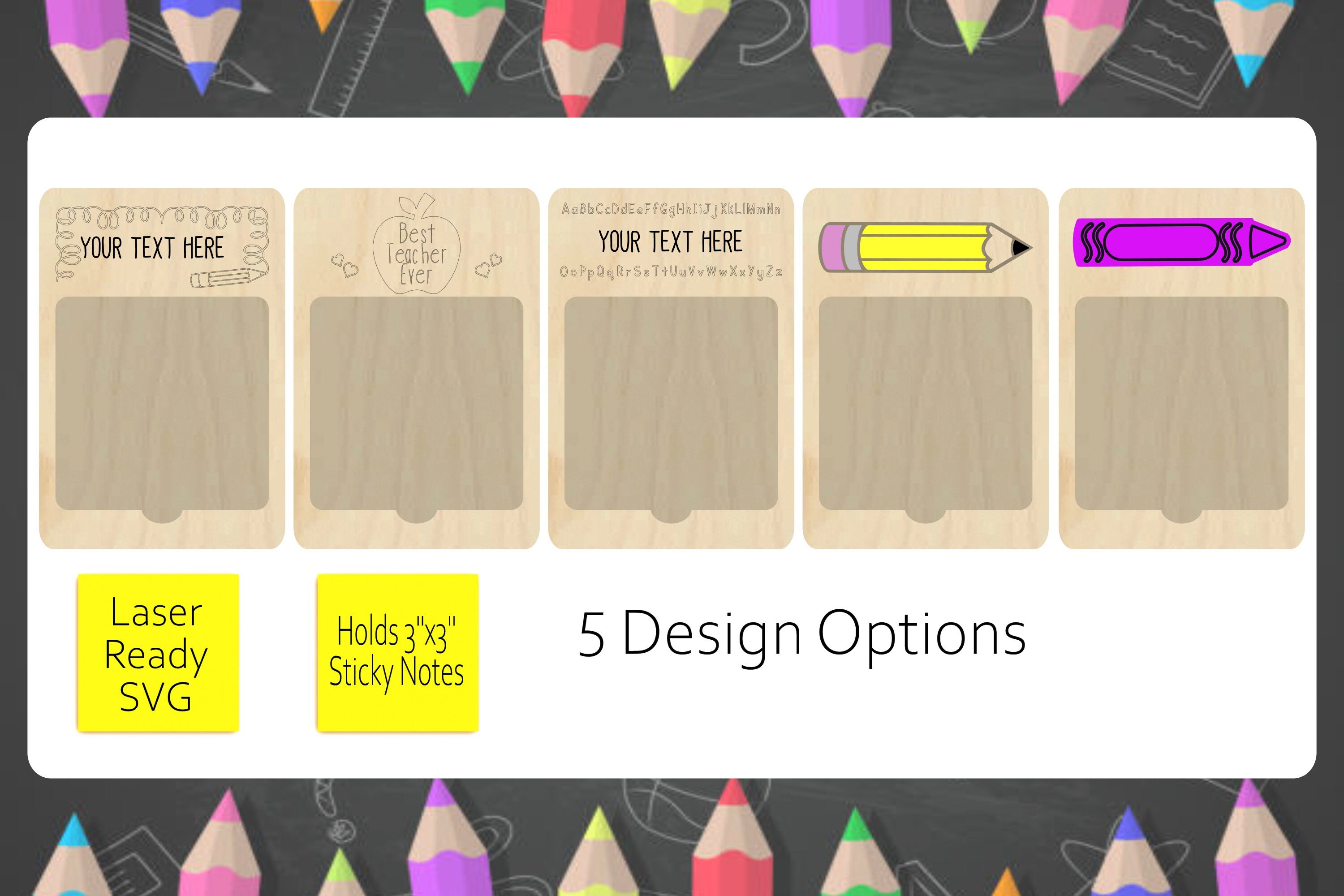 Teacher Sticky Note Pad Holder SVG Digital File 5 Designs - Etsy