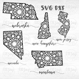 50 States SVG, Mandala States Svg, Svg Bundle, 50 Designs, Fancy State ...