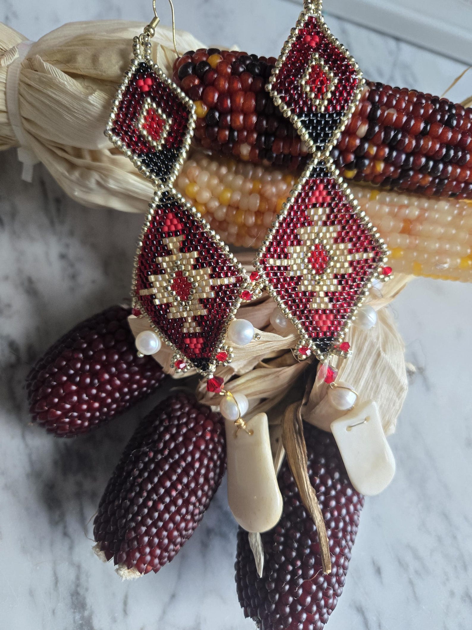 Ruby Red Elks Tooth Dangles Authentic Potawatomi Native American Made ...