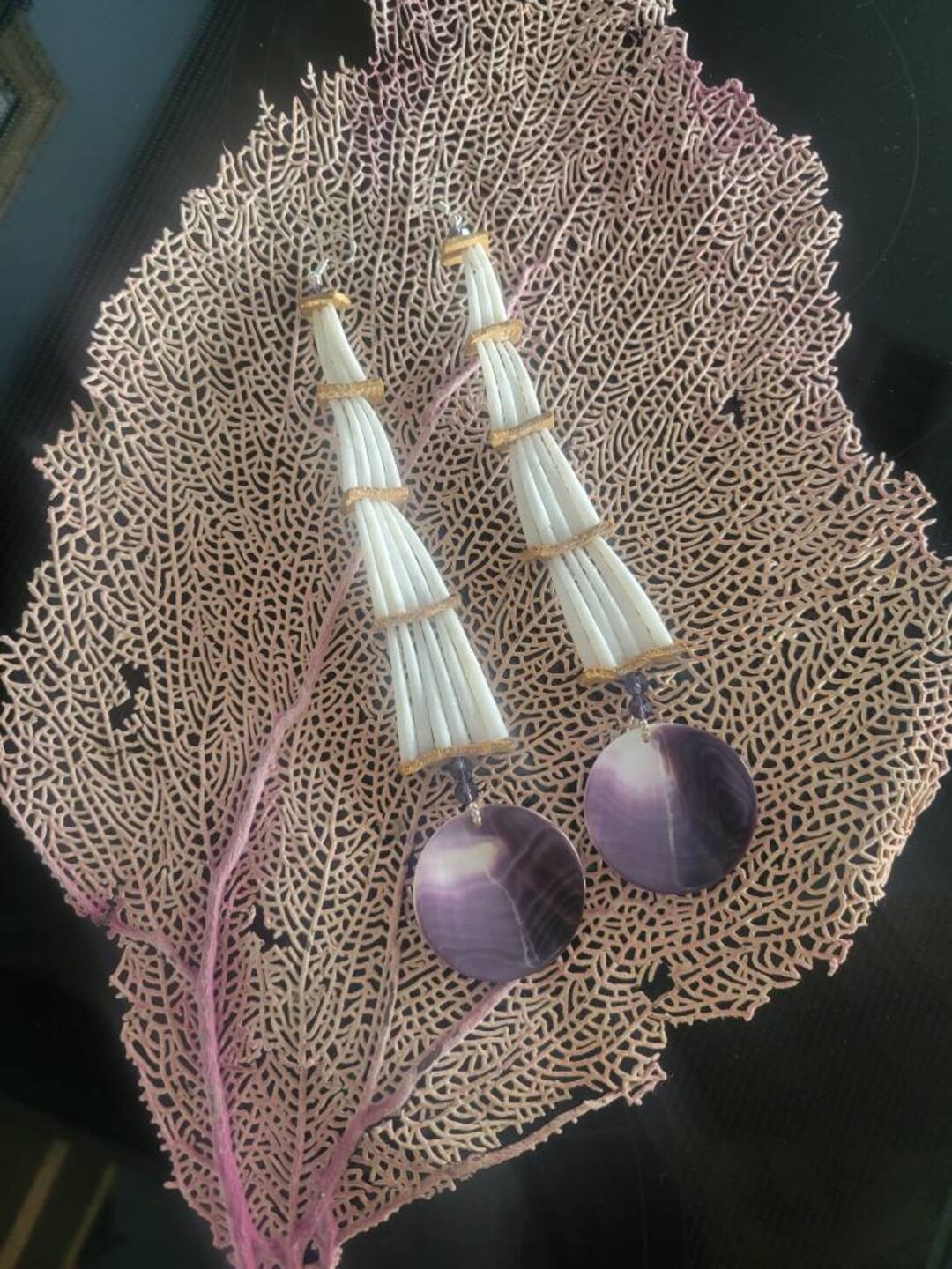 Dentalium Shell Tiered Authentic Potawatomi Native American Earrings ...