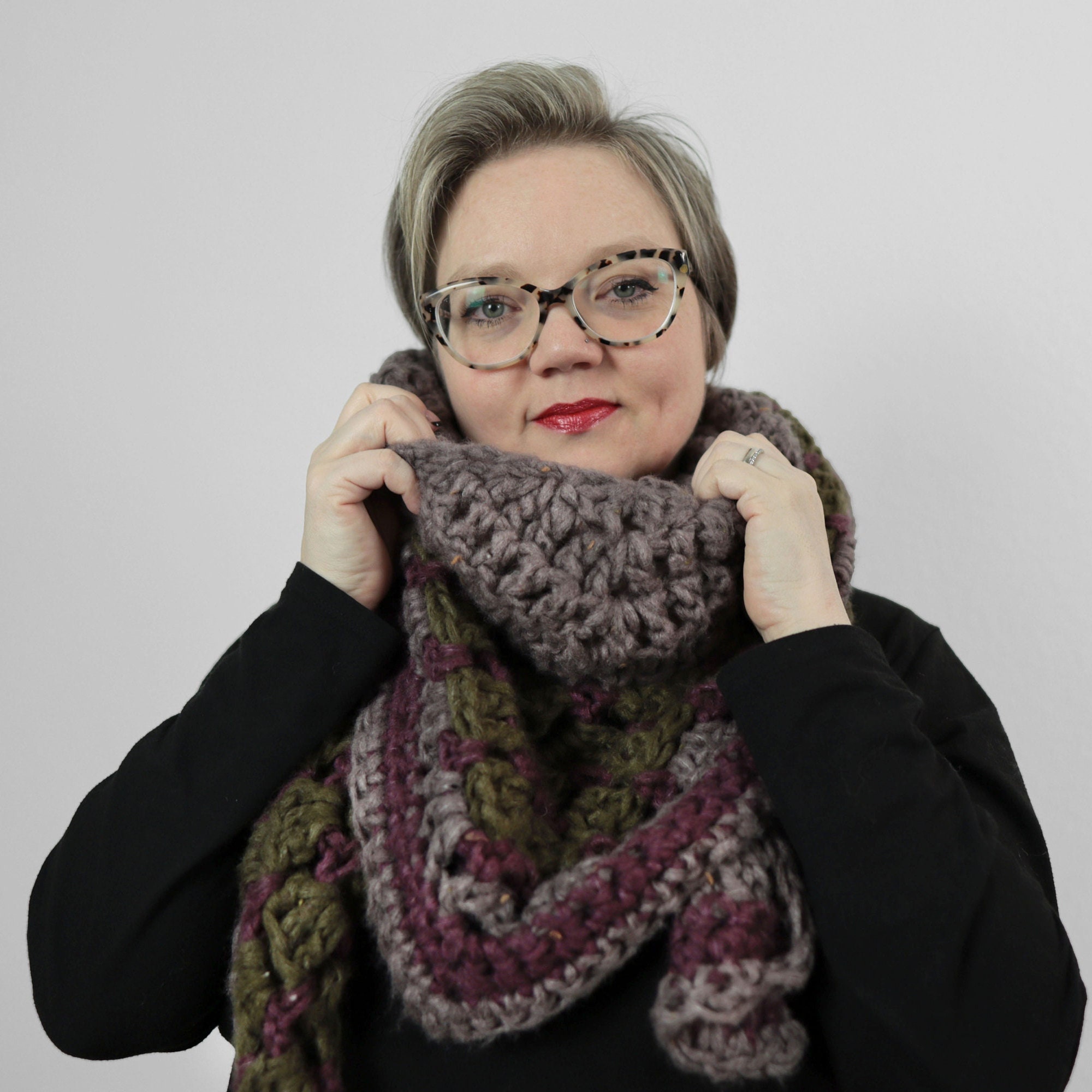 Vasix Shawl Crochet Pattern Bulky Yarn Beginner Easy Quick Stitch Cozy ...