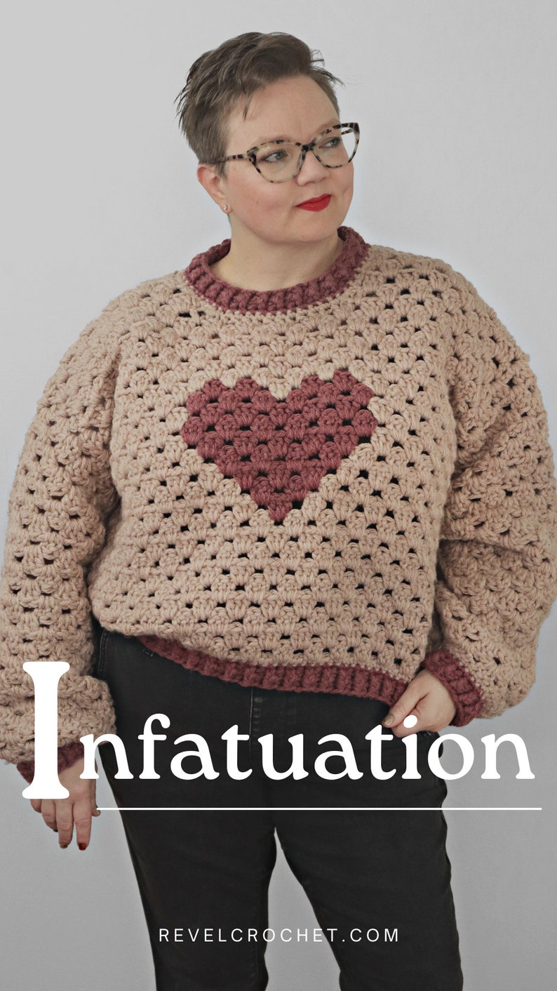 Infatuation Sweater Crochet Pattern Bulky Yarn, Oversized, Large Plus ...