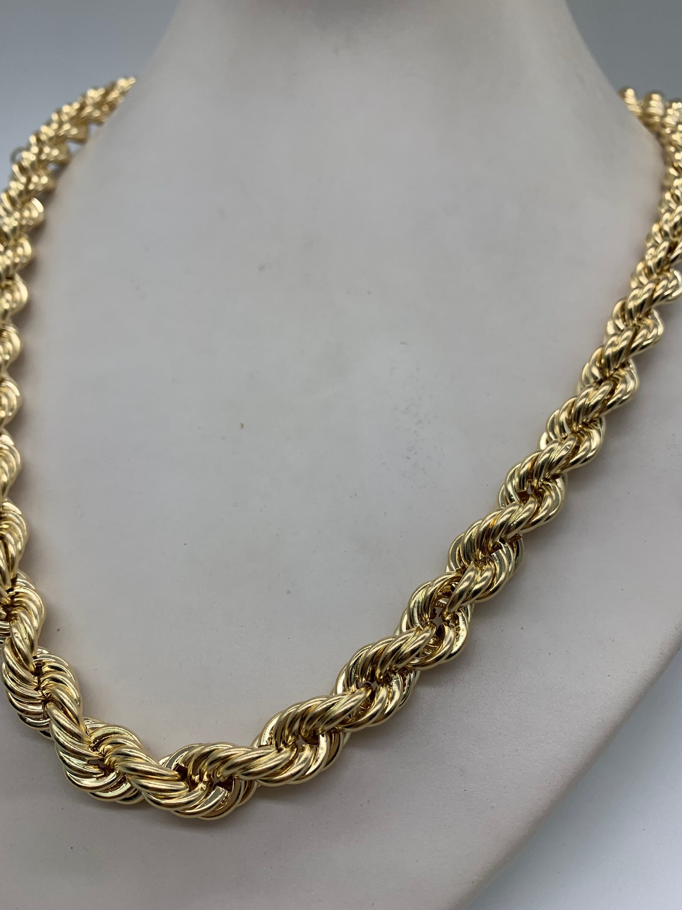 10K 10mm Rope Chain Hollow | Etsy