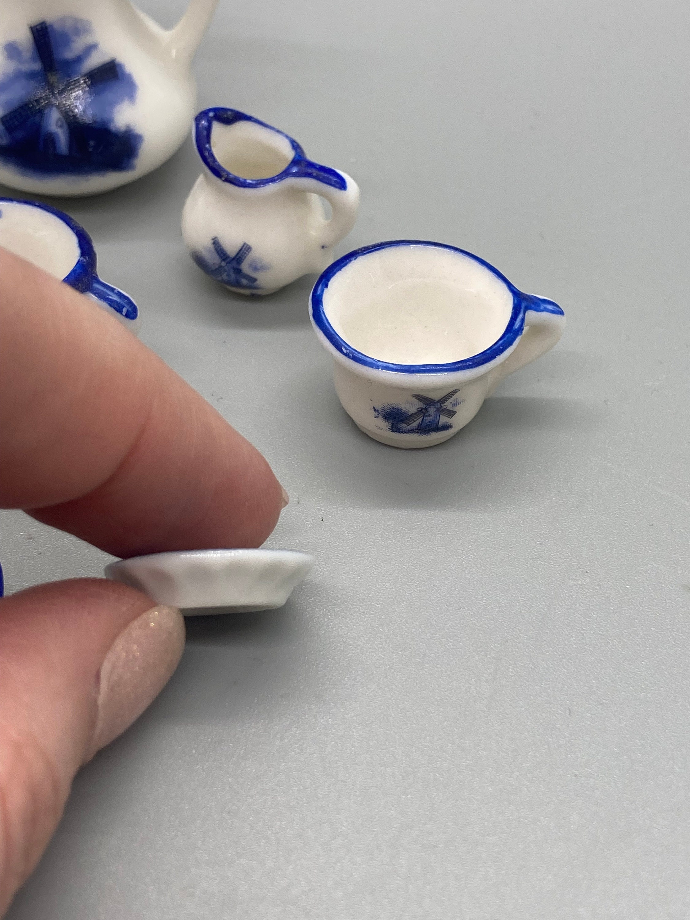 Vintage Dollhouse Mini Delft Tea Set - Etsy