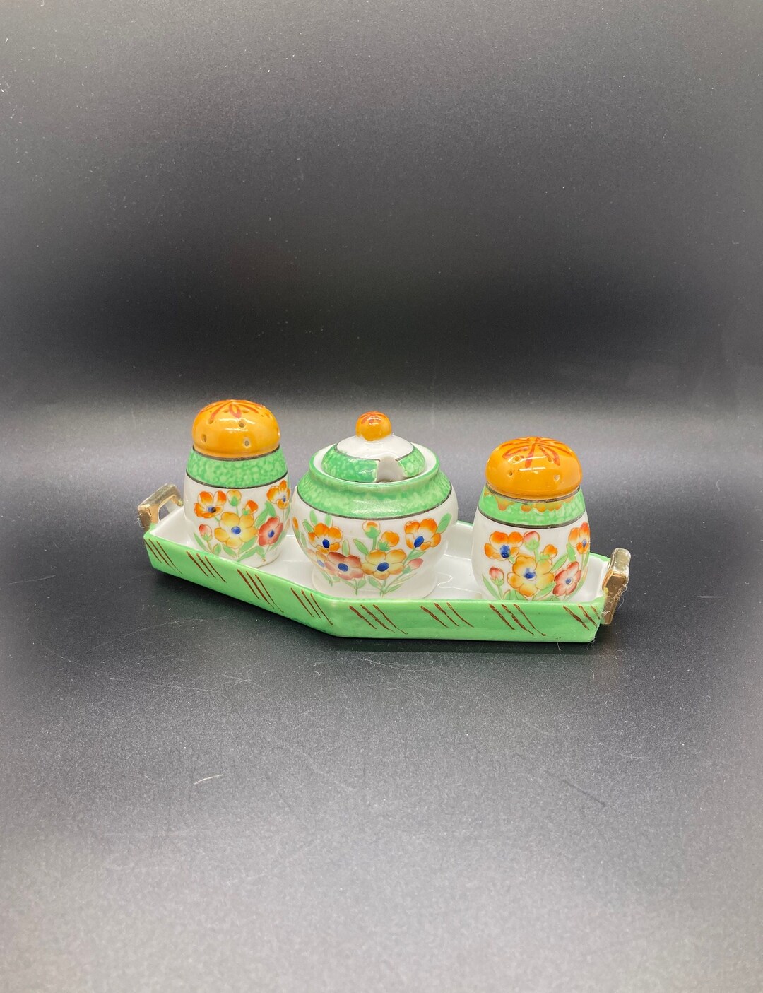 Vintage Art Deco Nippon Hand Painted Condiment Set - Etsy