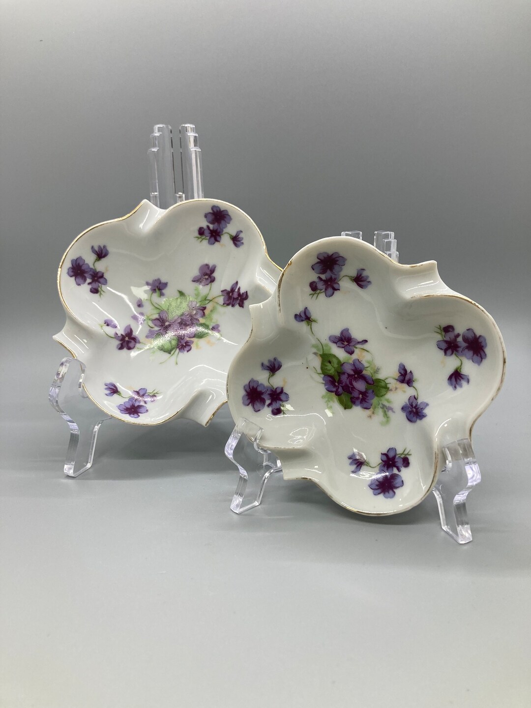 Vintage MCM Lefton Stacking Ashtrays With Violets - Etsy