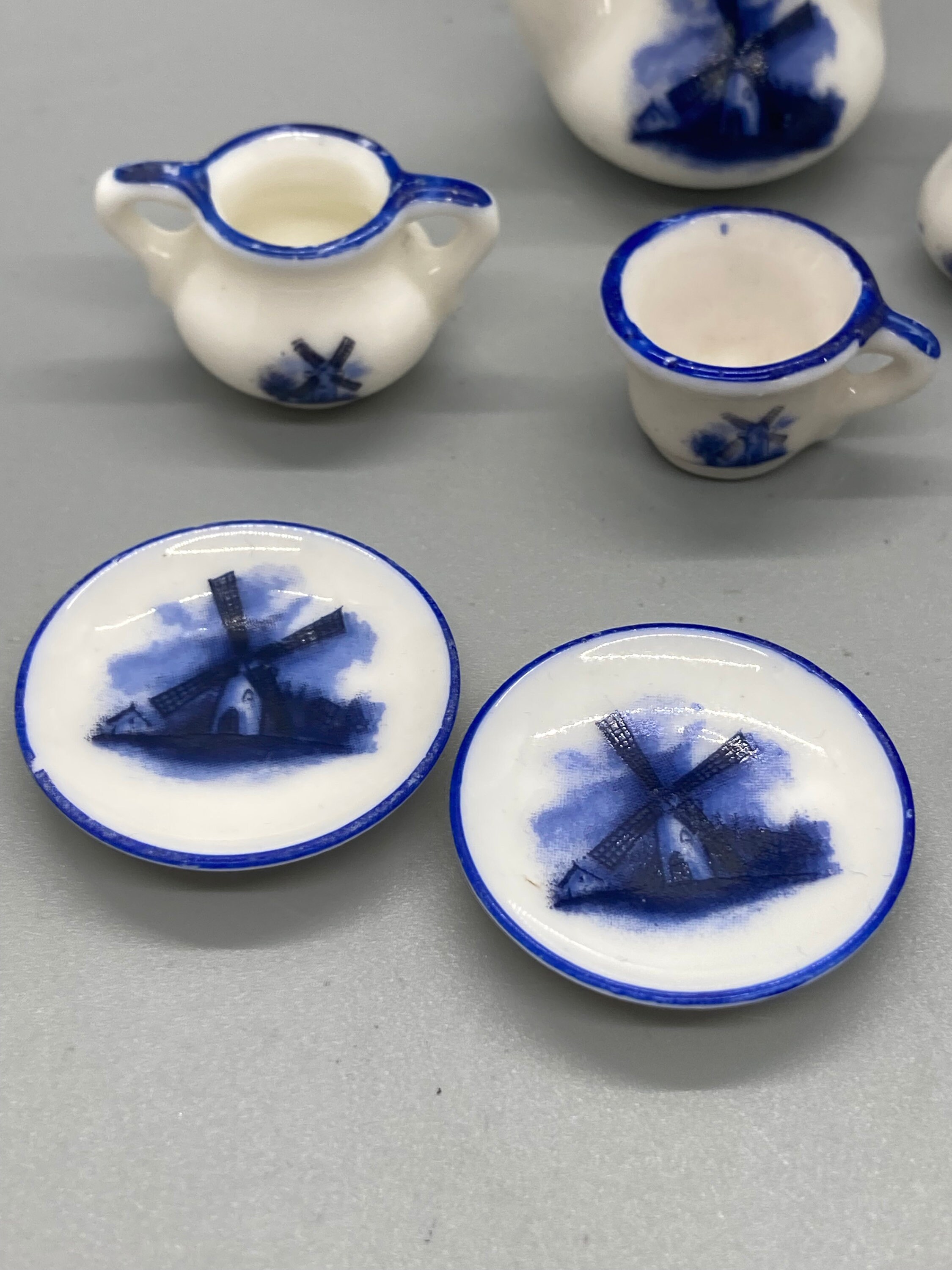 Vintage Dollhouse Mini Delft Tea Set - Etsy