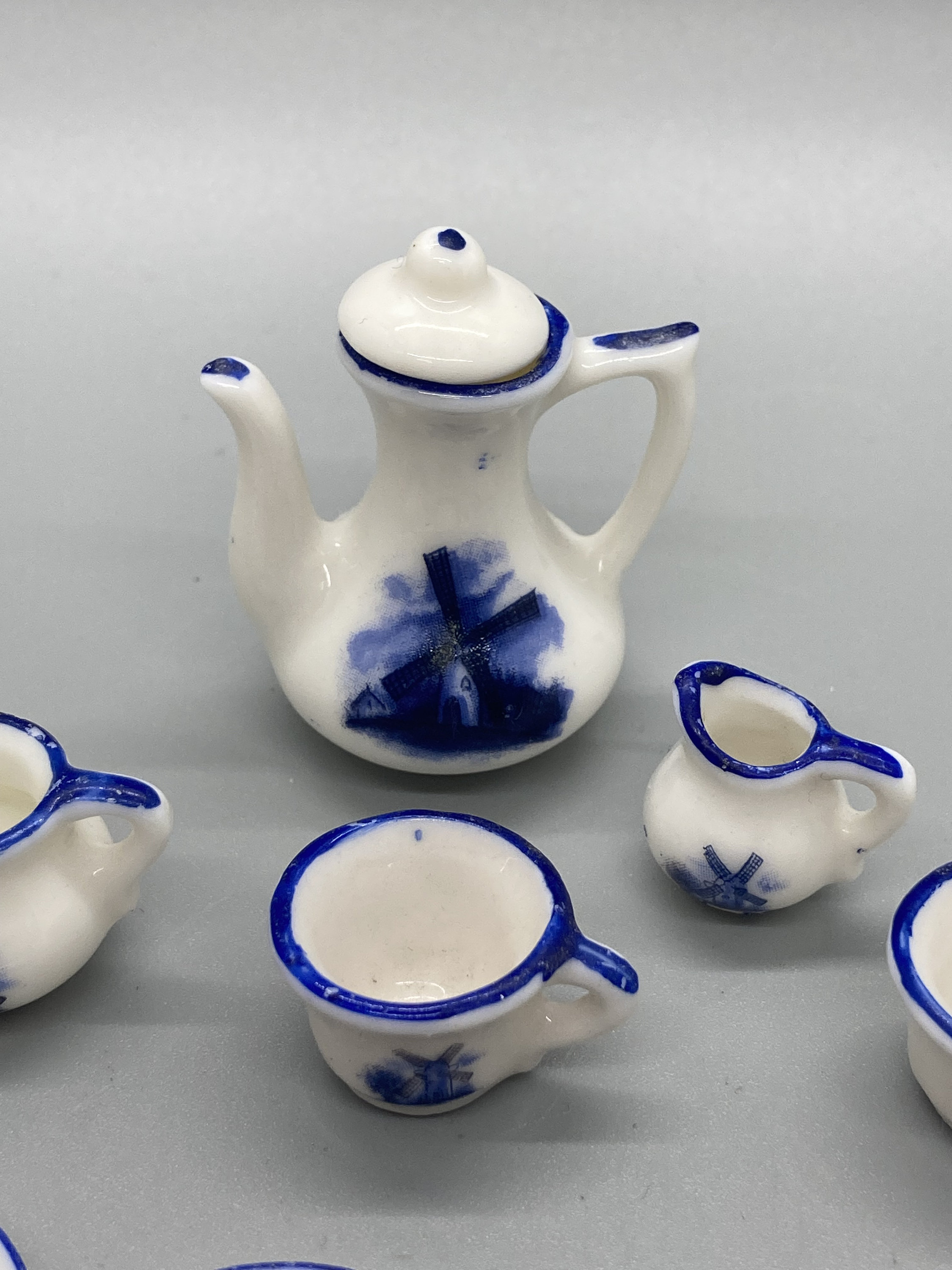 Vintage Dollhouse Mini Delft Tea Set - Etsy