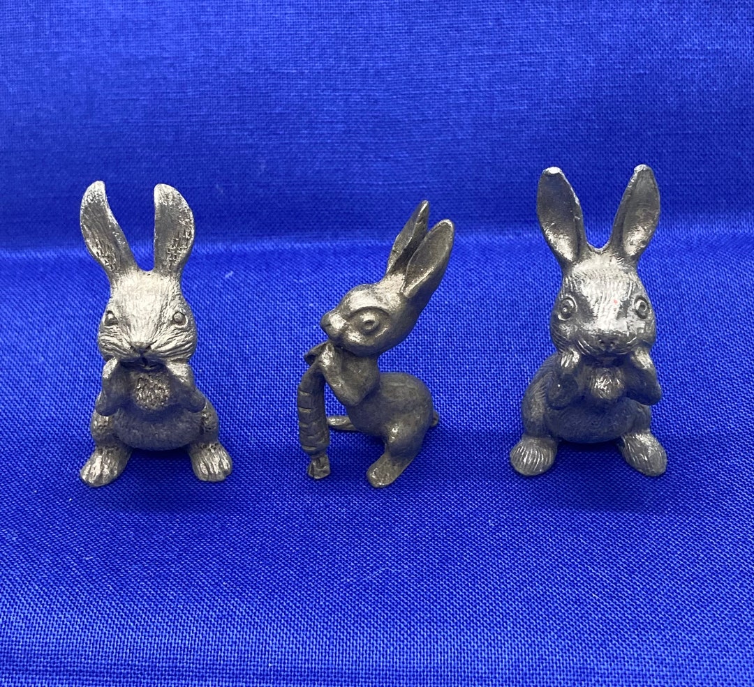 Trio of Vintage Pewter Rabbit Figurines - Etsy