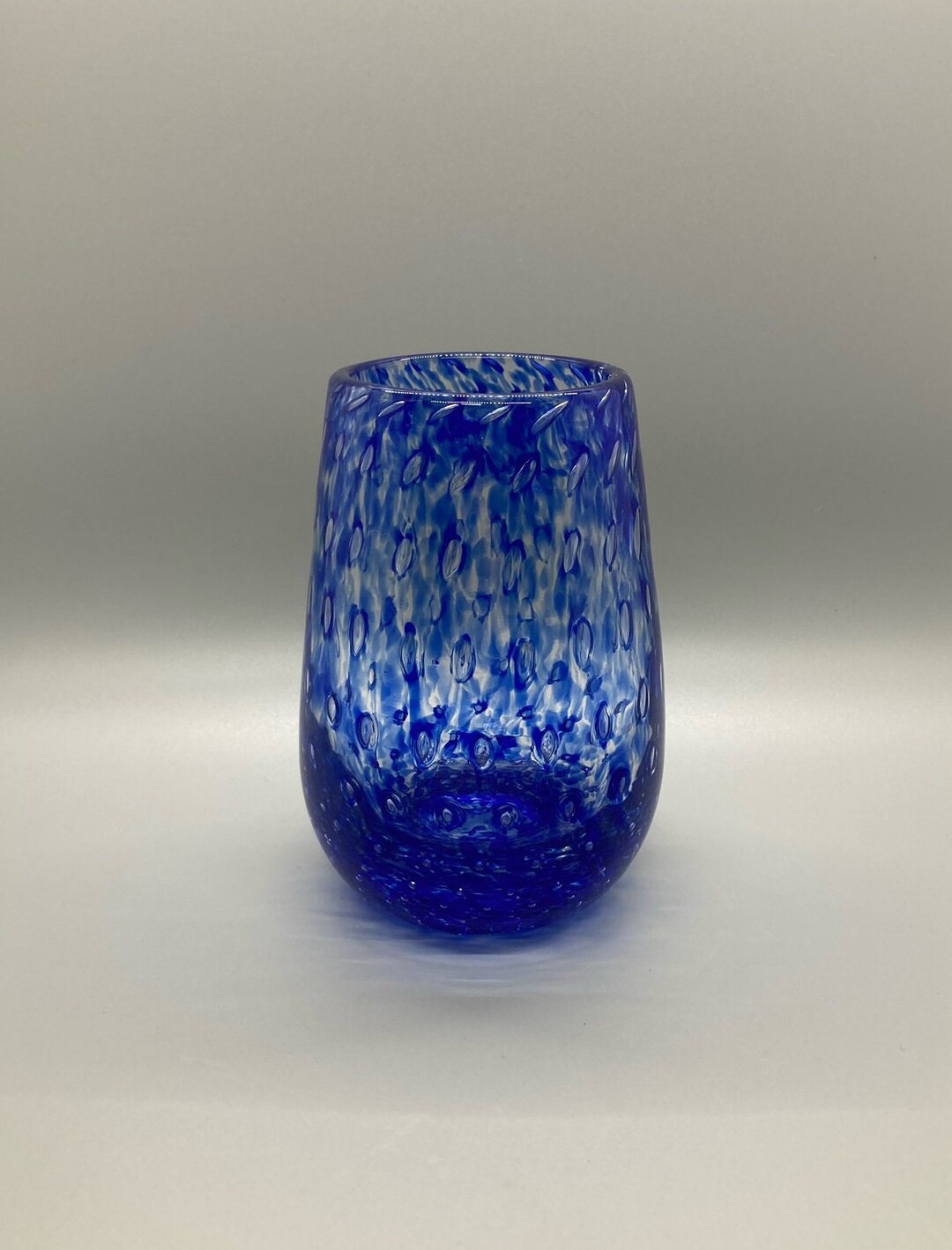 Blue Swirl Art Glass Vase With Bubbles - Etsy