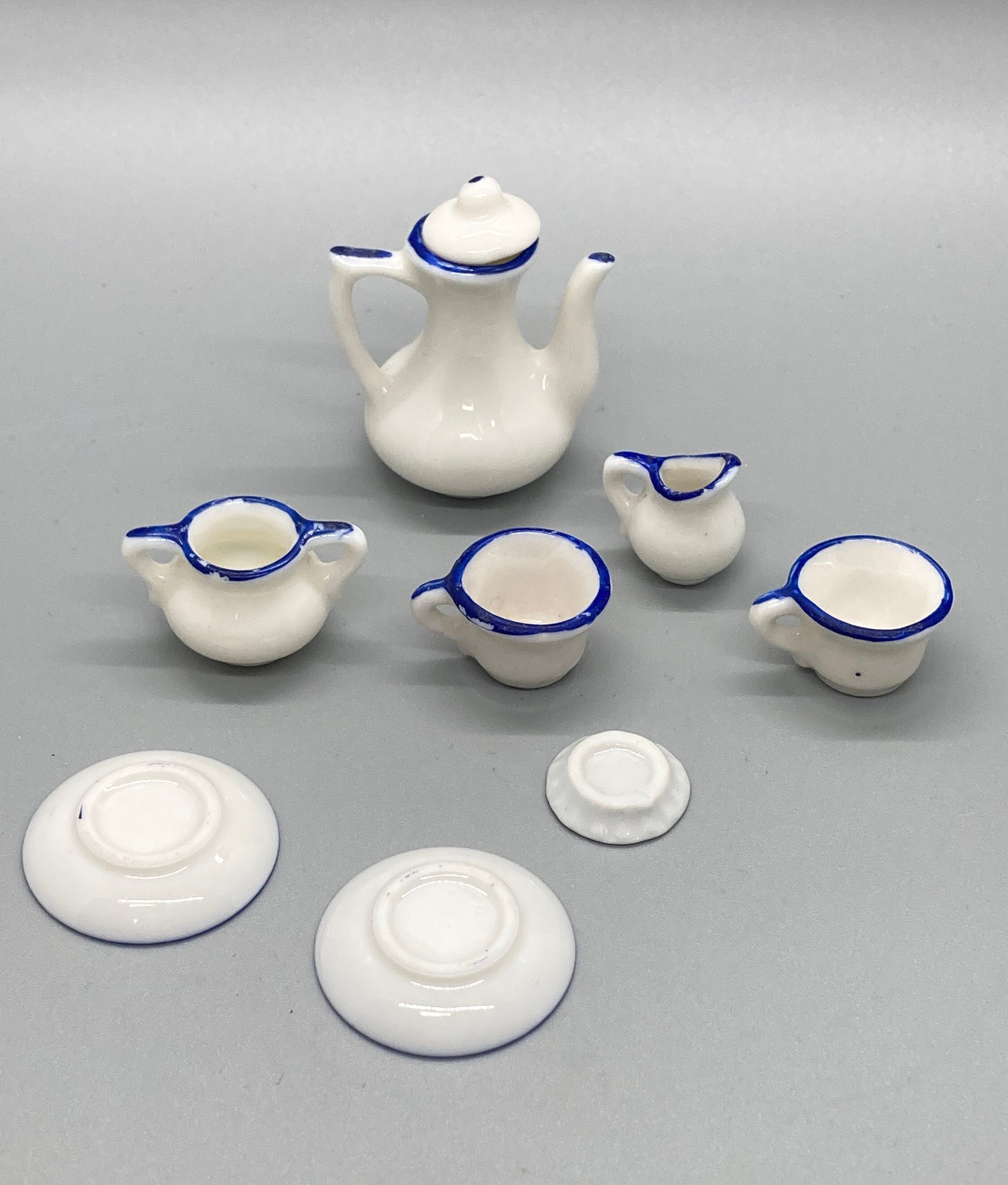 Vintage Dollhouse Mini Delft Tea Set - Etsy