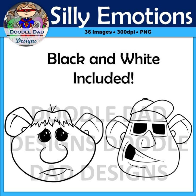 Silly Emotional Faces Clip Art (happy Emotions, Sad, Scared, Angry ...
