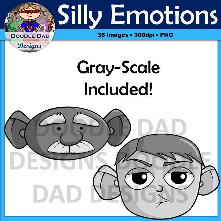 Silly Emotional Faces Clip Art (happy Emotions, Sad, Scared, Angry ...
