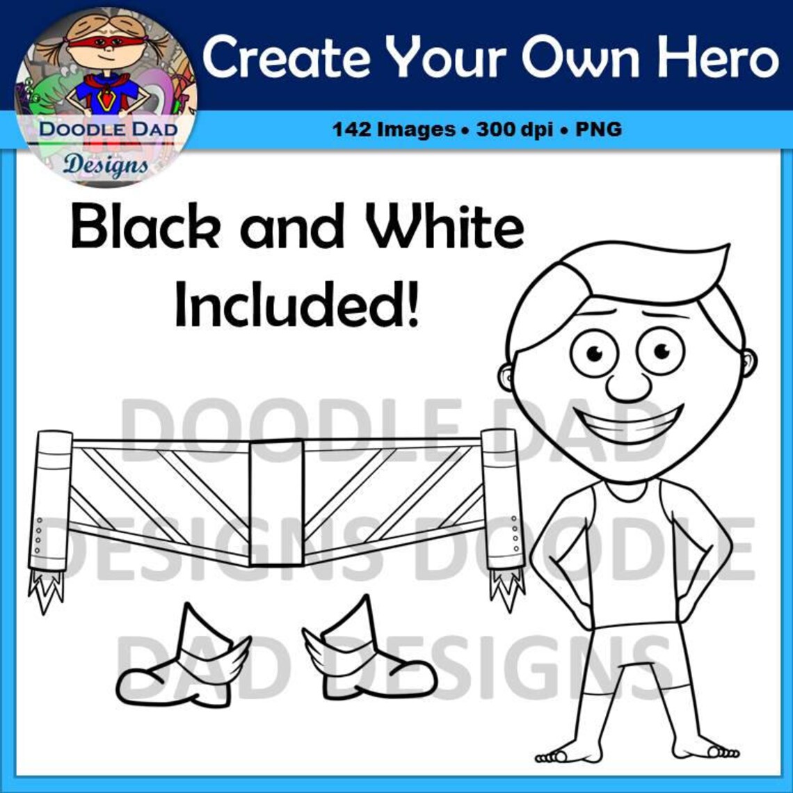 Create Your Own Superhero Clip Art (customize, Build, Dress-up ...